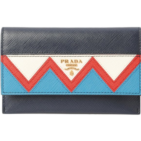 Prada | Bags | Prada Card Case Folded Wallet Mc04 Saffiano Greche ...